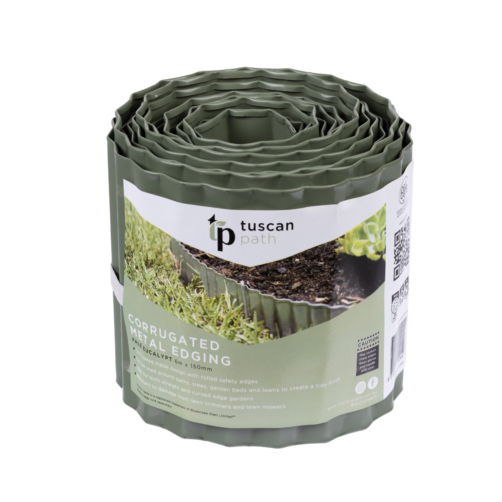 Pale Eucalypt Corrugated Metal Edging – Tuscan Path